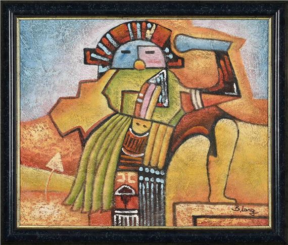 B. Long | Signed B. Long, Abstracted Aztec Figure | MutualArt