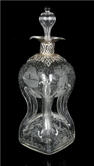William Comyns | Victorian etched glass and silver collared glug ...