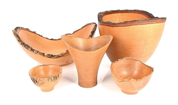 John Greenhalgh | Five hand-carved wooden bowls (Circa 18) | MutualArt