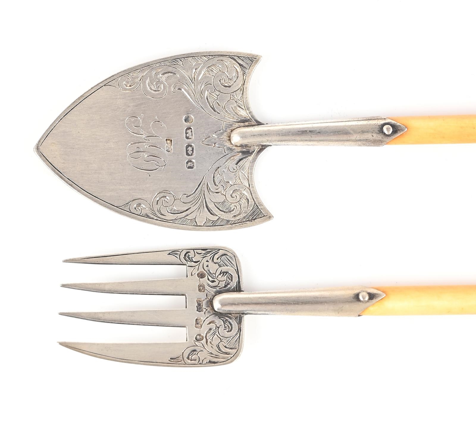 George Unite | Victorian boxed set of silver and bone handled fork and ...