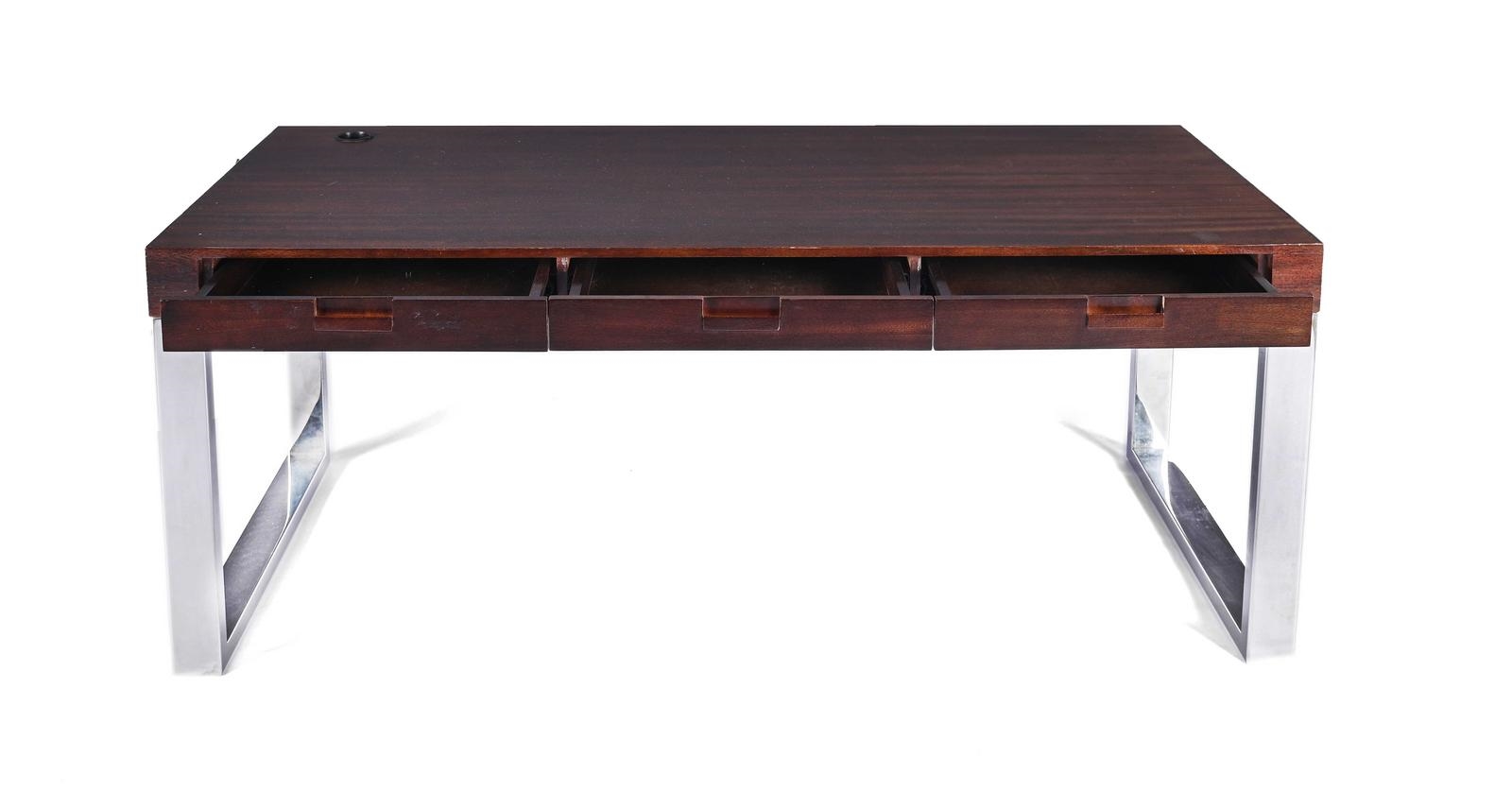 Bodil Kjaer | Mezzanine dark wooden stained and chromed-steel desk ...