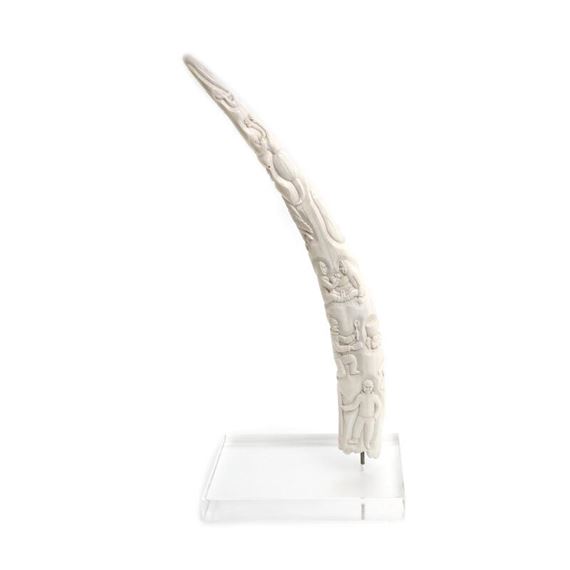 Greenlandic School, 20th Century | Walrus tusk carved with animals ...