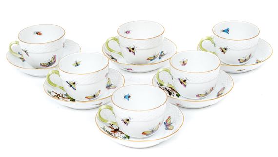 Herend Porcelain Factory | Herend Hand-Painted Set Of Six Porcelain ...