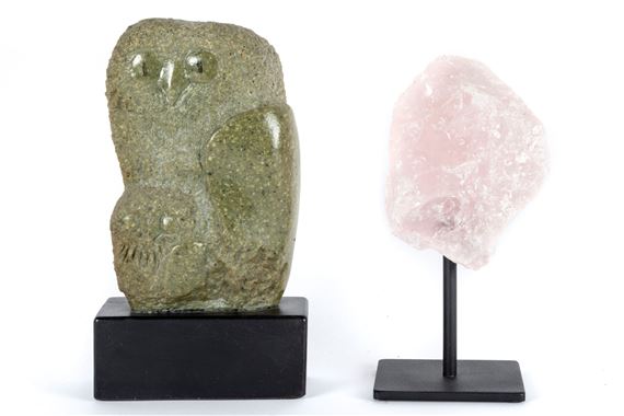 Frank Eliscu | Frank Eliscu Owl Mother Sculpture & Rose Quartz Display ...