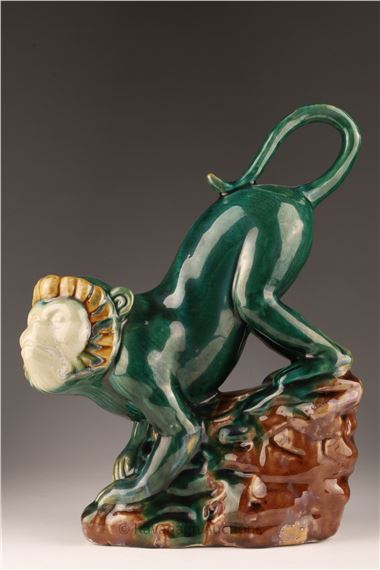 Monkey | Chinese Majolica Green Glaze Figure of a Monkey | MutualArt