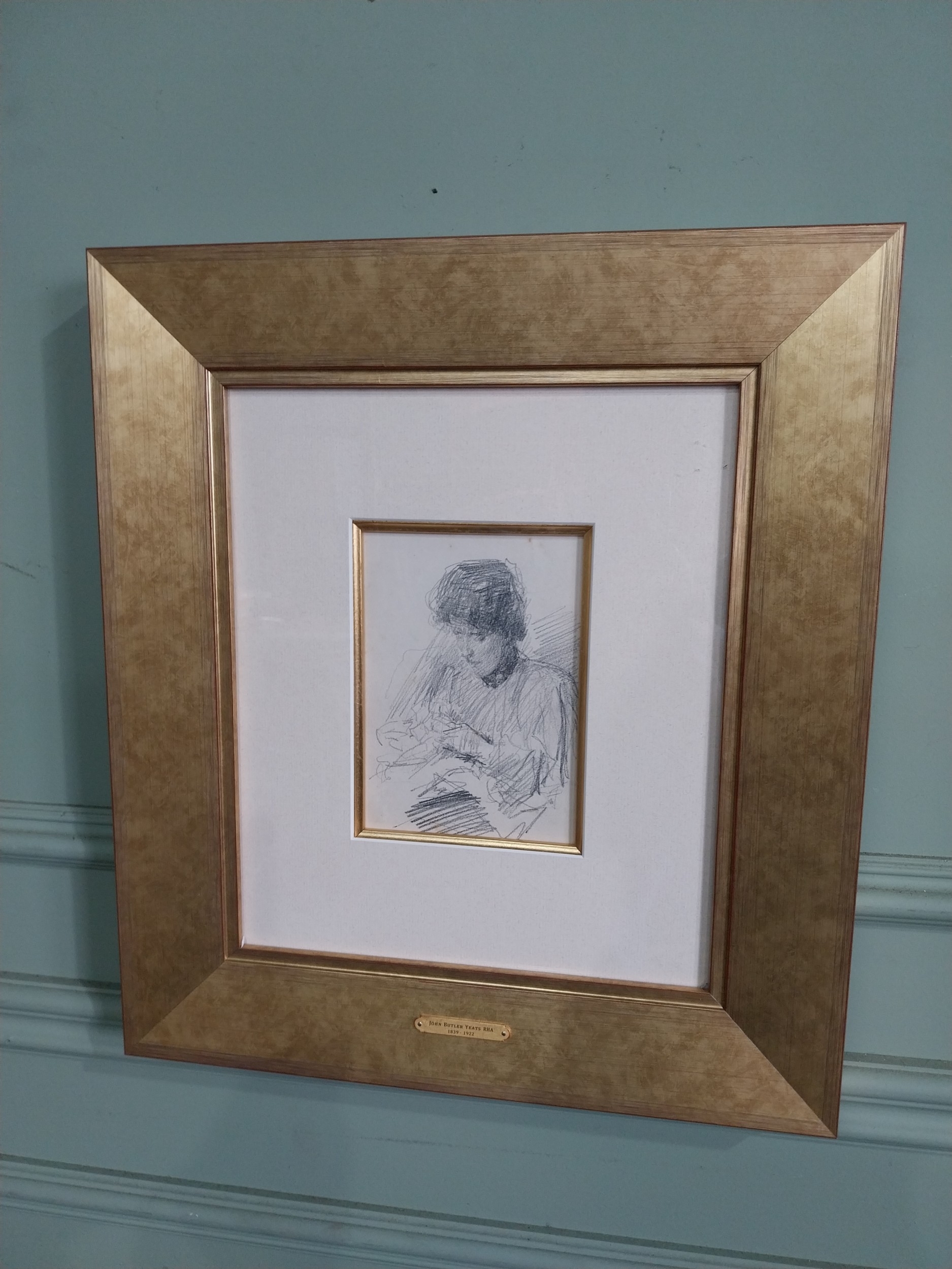 Jack B. Yeats | Pencil Drawing Portrait of Lady J B Yeats mounted in ...