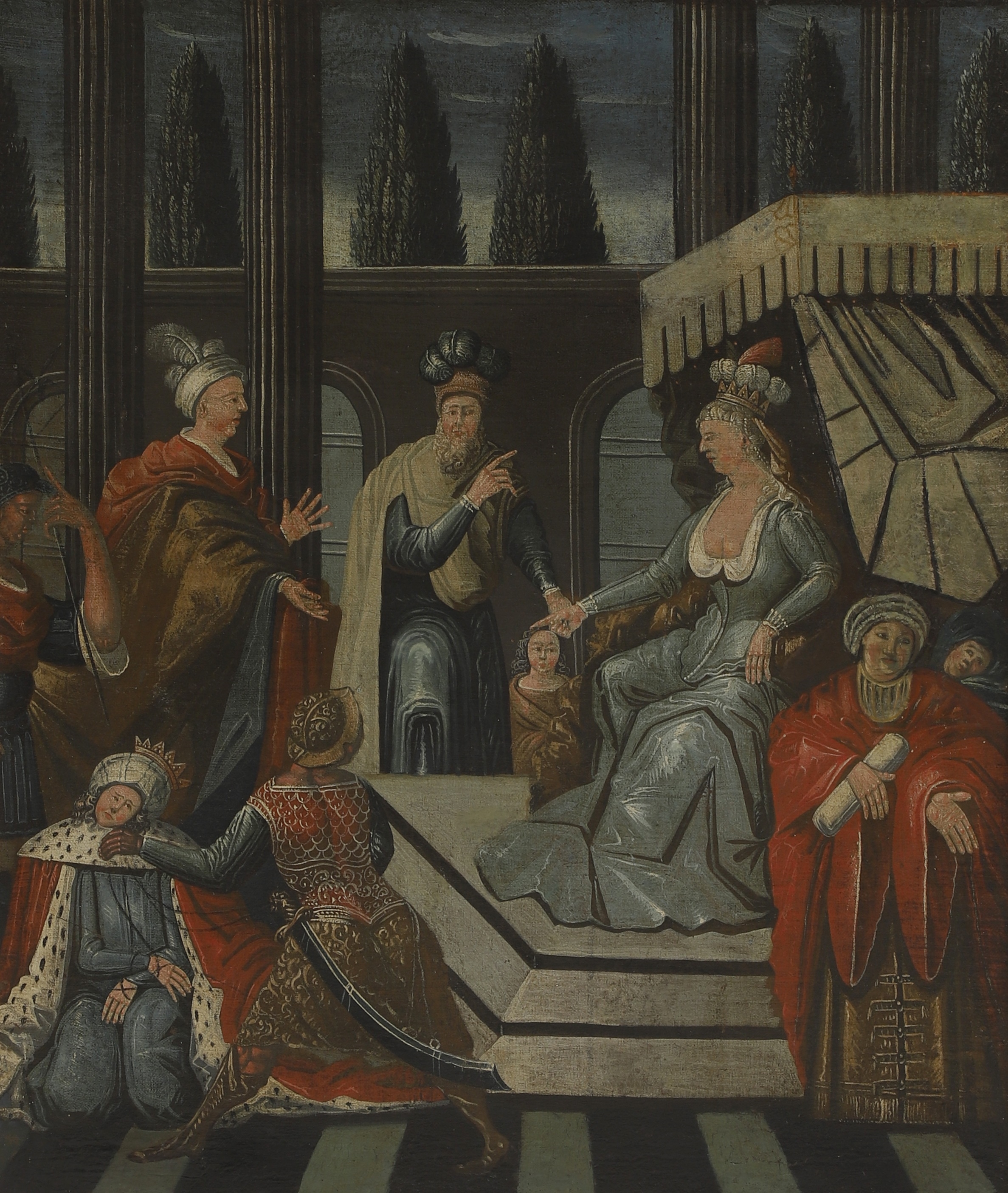 European School, 17th Century | A queen on her throne with a deposed ...