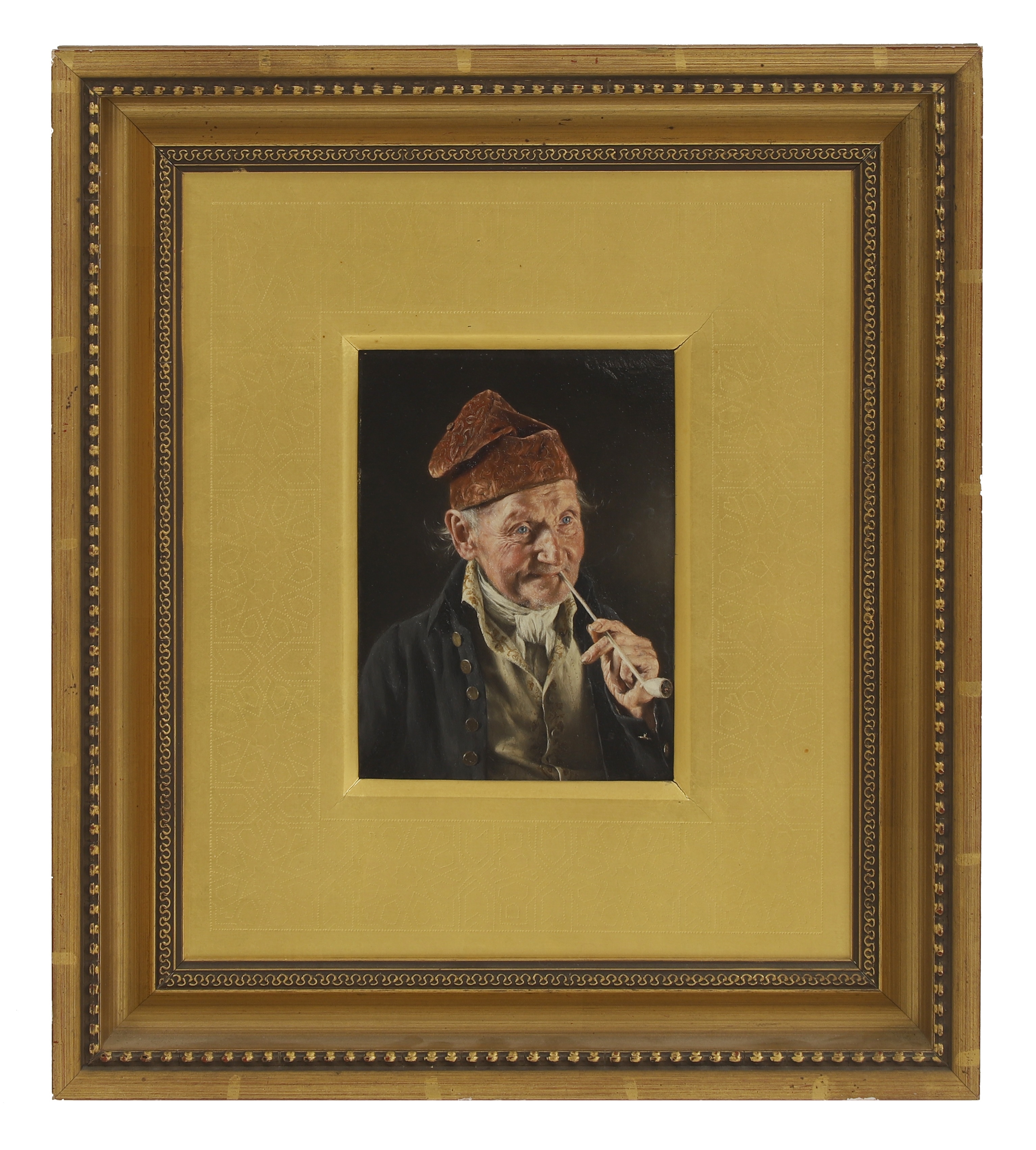 Carl Kronberger | Man smoking a clay pipe | MutualArt