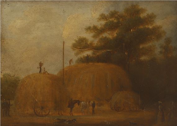 American School, 18th Century | A landscape with figures building a ...