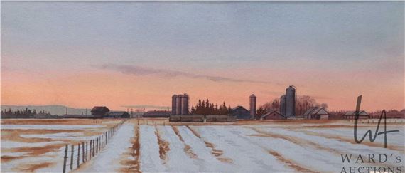 John Zupan | Sunset of Farm Buildings | MutualArt