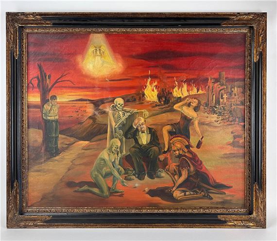 Carl Lind | Depicting an allegorical scene with symbolic figures ...