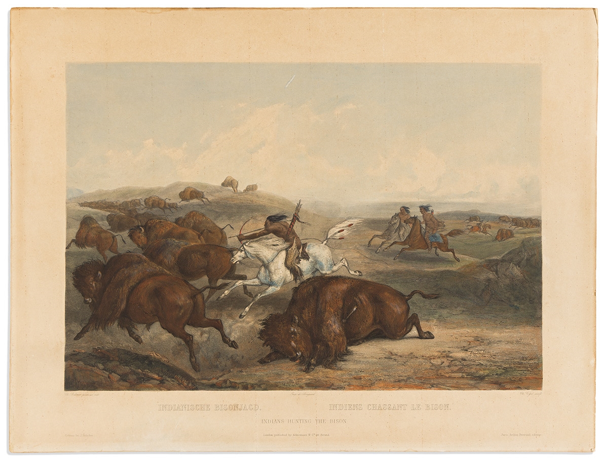 Karl Bodmer | Indians Hunting the Bison (1841) | MutualArt