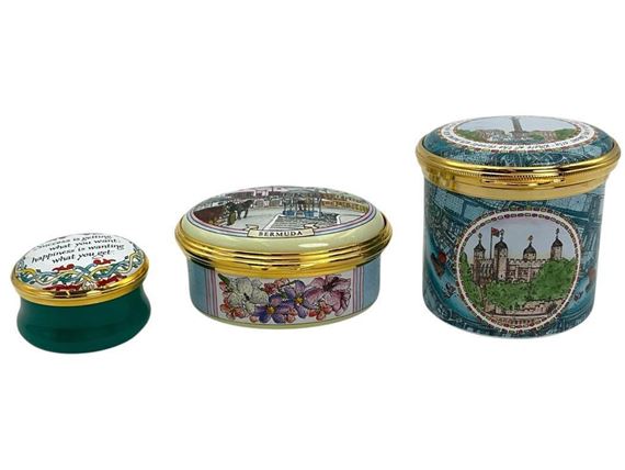 Bermuda | 3 Bermuda & Staffordshire Enamel Trinket Boxes | MutualArt