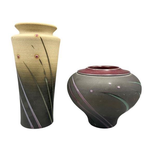 Michael Cho | Pair of pottery vases that appear to be by Michael Cho ...