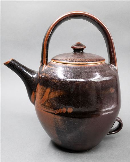 David Leach | Large teapot stoneware with tenmoku glaze impressed maker ...