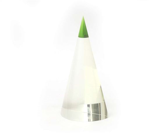 Jan Frydrych | A conically shaped optical glass object with a green ...