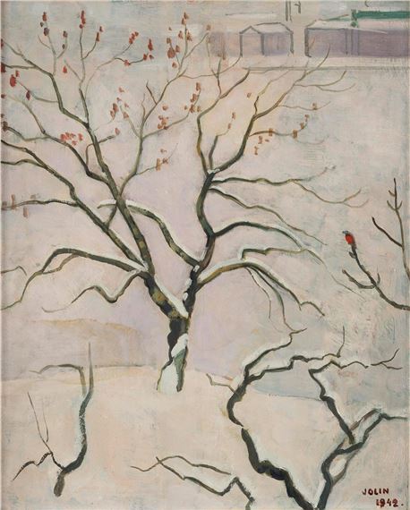 Einar Jolin | Winter Tree with Bullfinch (1949) | MutualArt