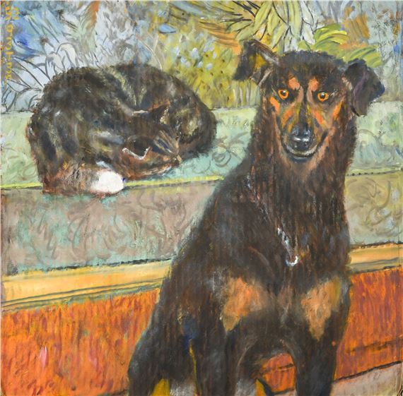 Peter Samuelson | Seated dog and sleeping cat (92) | MutualArt