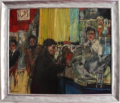 David Azuz | David AZUZ (1942-2014) The Parisian café Oil on isorel ...