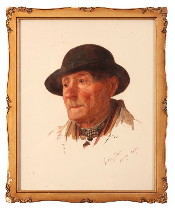 James Hayllar | A head and shoulders portrait sketch of a rustic ...