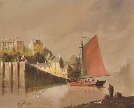 Terry Burke | Sail boat in harbour (75) | MutualArt
