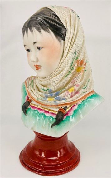 Zeng Longsheng | AN ENAMELED AND BISCUIT BUST OF A YOUNG PESANT GIRL ...