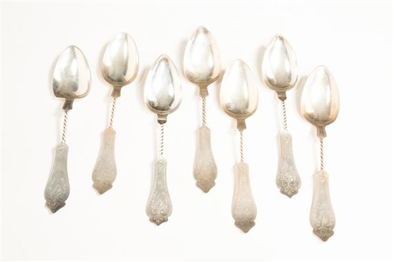 Jewelry | SEVEN CINCINNATI TWIST HANDLE COIN SILVER SPOONS (Mid 19th ...