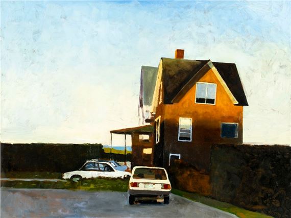 Dmitri Cavander | Landscape with Cottage and Cars (1996) | MutualArt