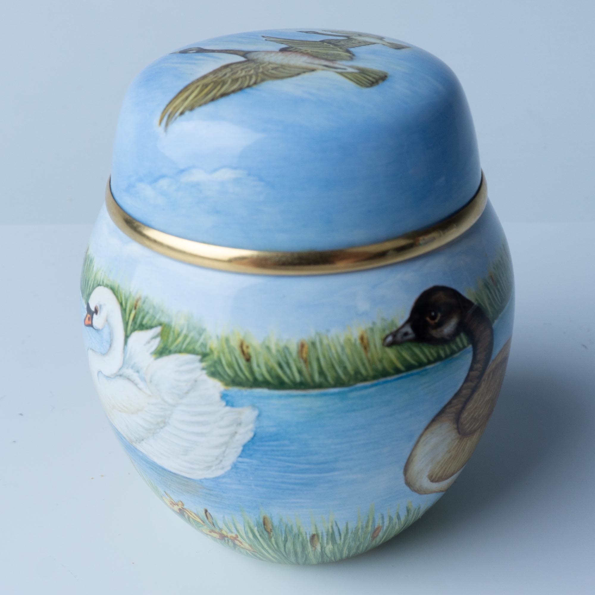 Elliot Hall | Elliot Hall Enamel Goose and Swan Ginger Jar | MutualArt