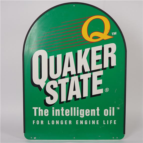 State | Quaker State Tombstone-Form Dual-Sided Metal Advertising Sign ...