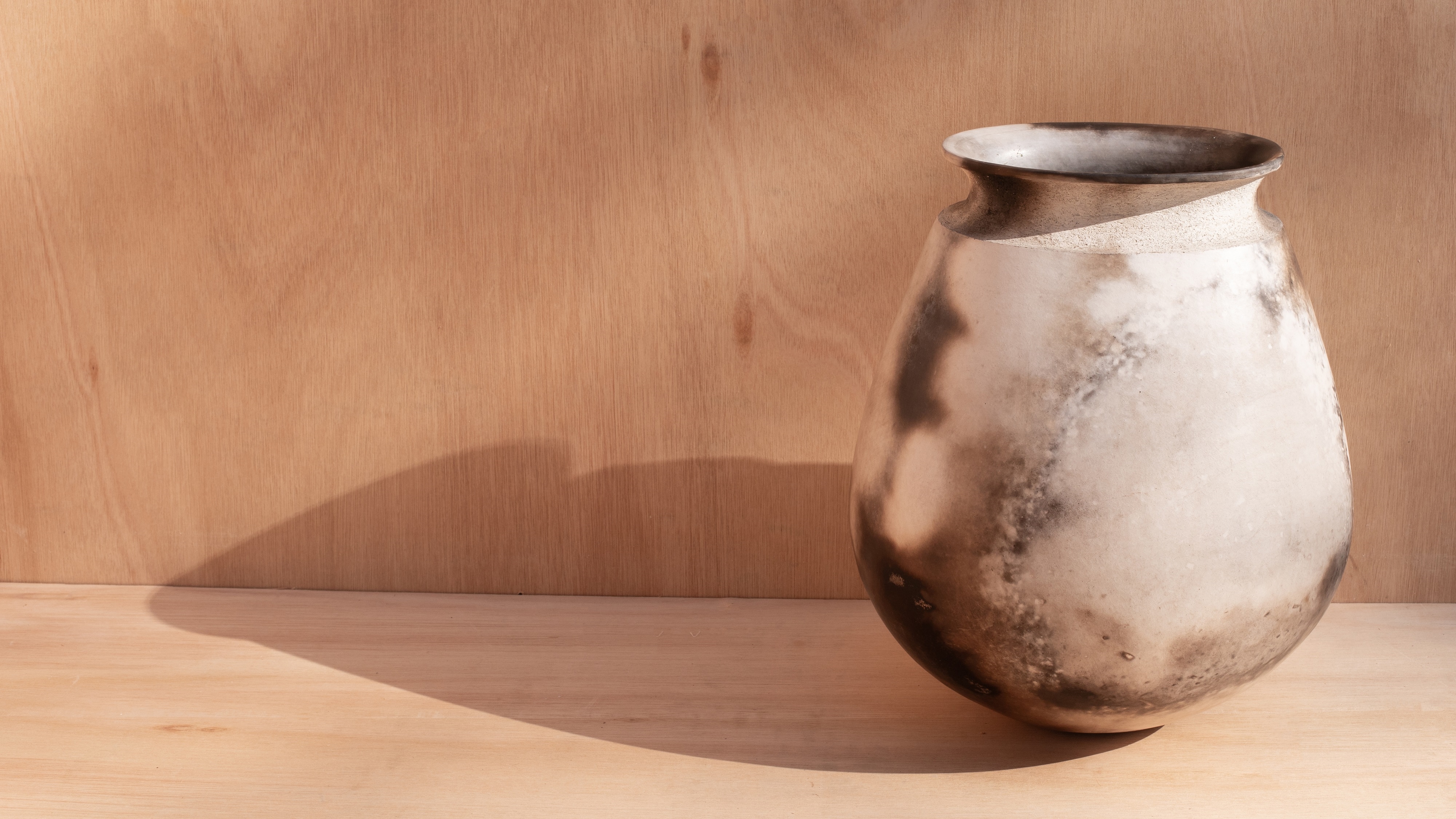 Antonia Salmon | Smoke fired earthenware vessel with mottled | MutualArt