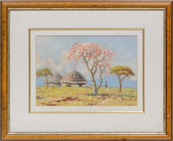Ernest King | Landscape with Figure & Rondavels (53) | MutualArt