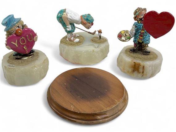 Ron Lee | 3) 1988 & 1989 Ron Lee Signed Clown Sculptures | MutualArt