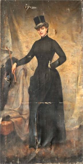Georges Roussin | Young woman in black amazon dress | MutualArt