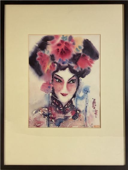 Wang Lan | Female figure wearing a floral headdress | MutualArt