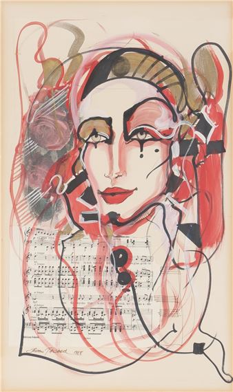 Johan Taljaard | 3 works; Face Studies plus Abstract Cat (1988) | MutualArt