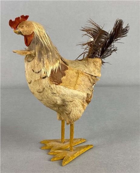 Mache | Paper Mache Rooster Egg Laying Toy Turn off bid sound | MutualArt