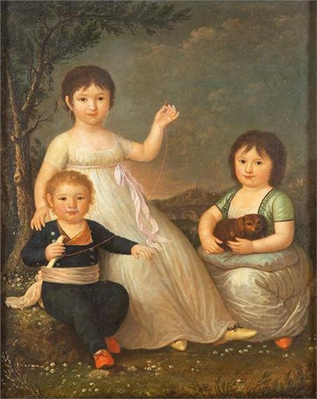 Agustín Esteve | Retrato familiar con tres hermanos. (1817) | MutualArt