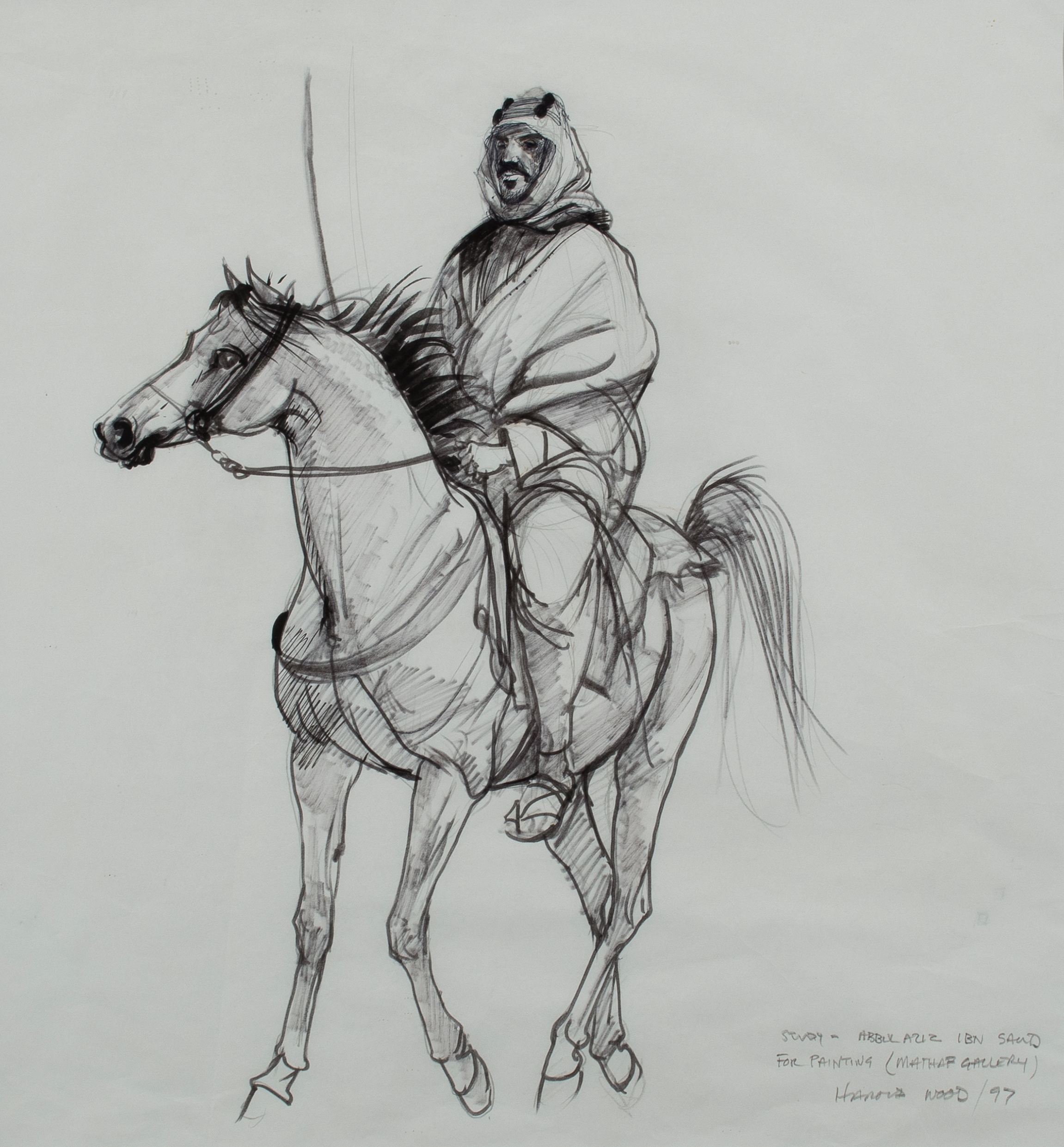 Harold Wood | Study of Abdul Aziz Ibn Saud on horseback | MutualArt