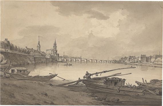 Adrian Zingg | View of Dresden with Augustus Bridge and court chapel ...