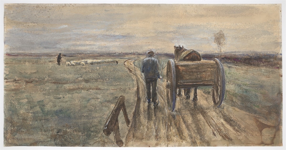 Max Liebermann | Bauer mit Pferd und Fuhrwerk (1897) | MutualArt
