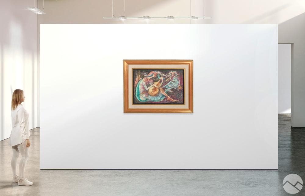 Normal | Yossi Stern 1923-1992 Musical Jesters Oil Painting | MutualArt