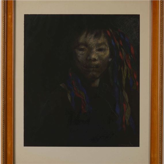 Carl Timner | Fanciulla su fondo nero (1974) | MutualArt