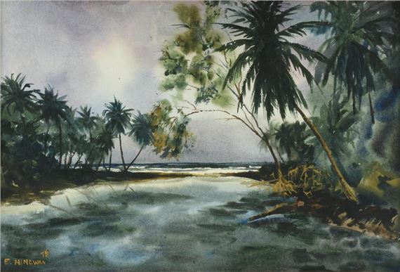Edwin Hingwan | Beach scene, Trinidad (1972) | MutualArt