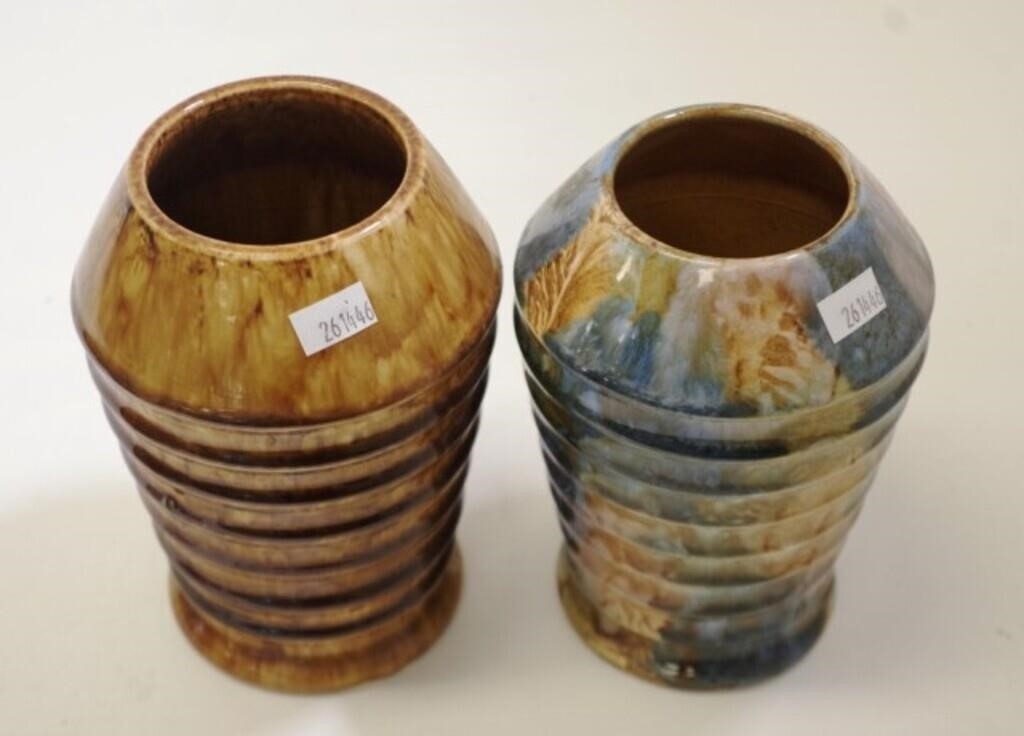 Regal Mashman | Two art deco Regal Mashman pottery ribbed vases | MutualArt