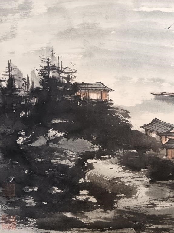 Chinese School | Chinese Ink Color Landscape Scroll Painting | MutualArt