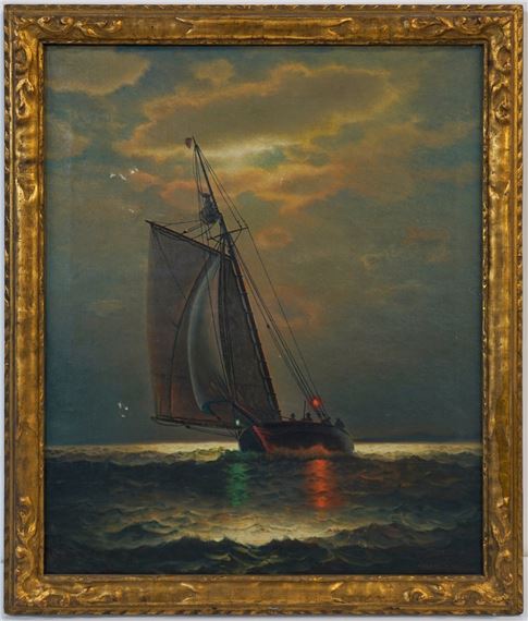 James Gale Tyler | Sailing at Night (1855) | MutualArt