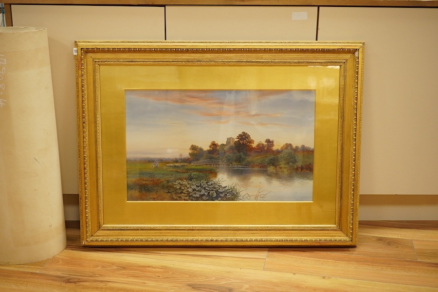 Noel Smith | Riverscape with flock of sheep | MutualArt