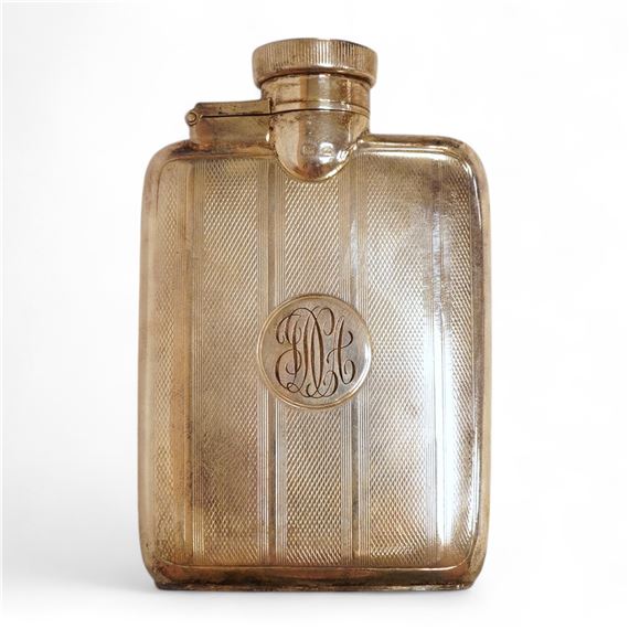 William Neale | A George V engine turned silver hip flask, William ...