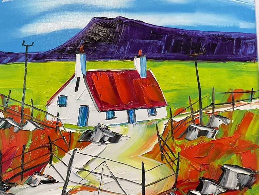 John Damari | cottage with moon | MutualArt